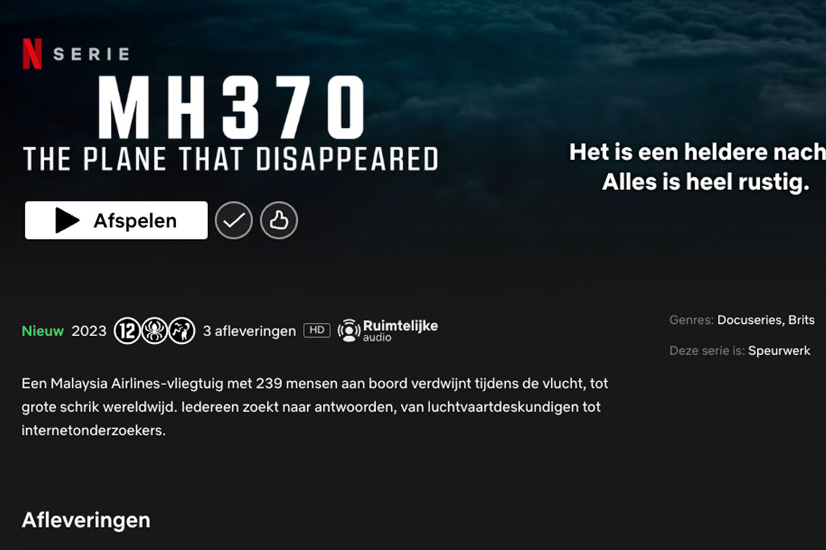9 jaar na MH370 lanceert Netflix de docu - GadgetGear.nl